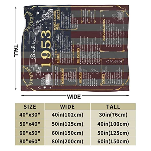 Spanoous 70th Birthday Gifts for Men,1953 Birthday Gifts for Men,70th Anniversary Blanket,70th Birthday Blanket for Men,70th Wedding, Back in 1953 Blankets Gold 80x60