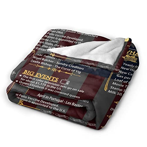 Spanoous 70th Birthday Gifts for Men,1953 Birthday Gifts for Men,70th Anniversary Blanket,70th Birthday Blanket for Men,70th Wedding, Back in 1953 Blankets Gold 80x60