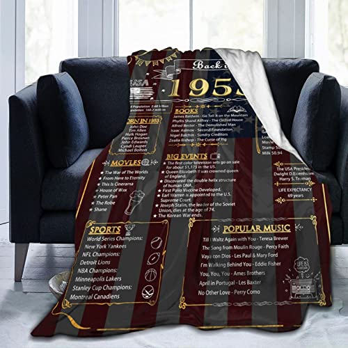 Spanoous 70th Birthday Gifts for Men,1953 Birthday Gifts for Men,70th Anniversary Blanket,70th Birthday Blanket for Men,70th Wedding, Back in 1953 Blankets Gold 80x60