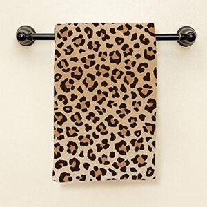 HGOD DESIGNS Leopard Hand Towels,Leopard Print Pattern 100% Cotton Soft Bath Hand Towels for Bathroom Kitchen Hotel Spa Hand Towels 15"X30" inch