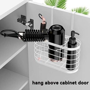 Hair Dryer Holder 3 in 1 Hair Tool Organizer Djustable Height Wall Mounted/Cabinet Door Bathroom Organizer Under Sink for Hair Dryer, Flat Irons, Curling Wands, Hair Straighteners