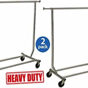 Only Garment Racks True Commercial Grade Rolling Racks Designed with Solid "One Piece" Top Rails (Economically Sold in a Set of 2 Racks)