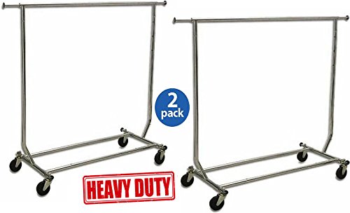 Only Garment Racks True Commercial Grade Rolling Racks Designed with Solid "One Piece" Top Rails (Economically Sold in a Set of 2 Racks)