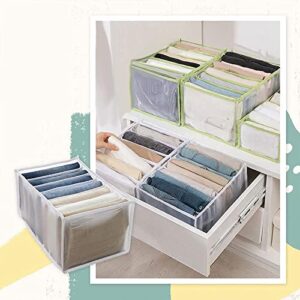 Kaker Washable Wardrobe Clothes Organizer for Closet - 7 Grids Washable Wardrobe Clothes Organizers, New to Large 9 and 12 Compartments (L, 3 PCS Grey)