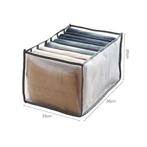 Kaker Washable Wardrobe Clothes Organizer for Closet - 7 Grids Washable Wardrobe Clothes Organizers, New to Large 9 and 12 Compartments (L, 3 PCS Grey)