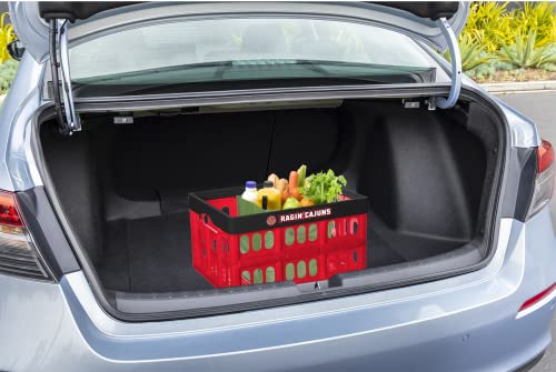 Set of 2 NCAA University of Louisville Stackable & Collapsible Crate/Storage Bin - Perfect For Books, Clothes in Dorms, Rooms & Closets - Basket Collapses/Ideal for Price Club Runs 50 Lb Capacity