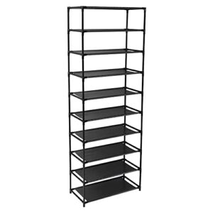 koecps 10 tiers shoe rack, 50 pairs stackable shoe shelf storage organizer, space saving diy shoe rack for entryway, closets, bedroom, black