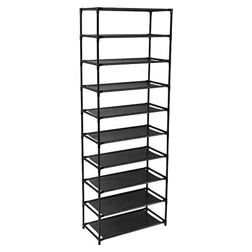 KOECPS 10 Tiers Shoe Rack, 50 Pairs Stackable Shoe Shelf Storage Organizer, Space Saving DIY Shoe Rack for Entryway, Closets, Bedroom, Black