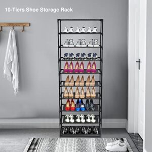 KOECPS 10 Tiers Shoe Rack, 50 Pairs Stackable Shoe Shelf Storage Organizer, Space Saving DIY Shoe Rack for Entryway, Closets, Bedroom, Black