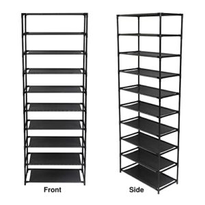 KOECPS 10 Tiers Shoe Rack, 50 Pairs Stackable Shoe Shelf Storage Organizer, Space Saving DIY Shoe Rack for Entryway, Closets, Bedroom, Black