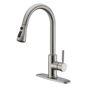 wewe single handle high arc brushed nickel pull out kitchen faucet,single level stainless steel kitchen sink faucets with pull down sprayer