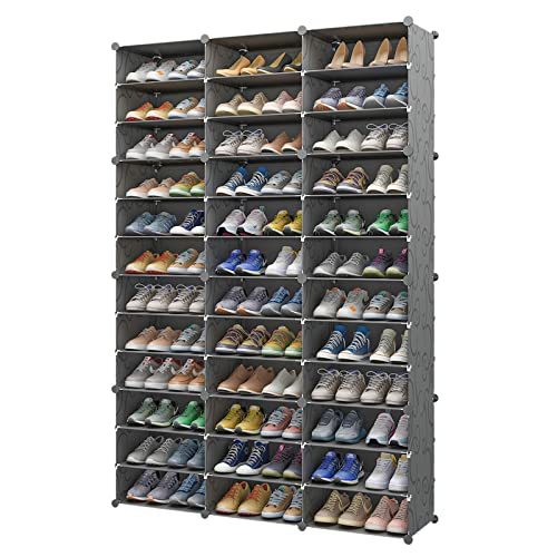 Aeitc Shoe Rack 72 Pairs Shoe Organizer Narrow Standing Stackable Shoe Storage Cabinet Space Saver for Entryway, Hallway and Closet,Black