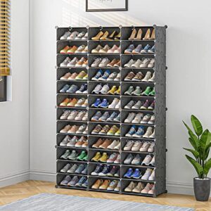 Aeitc Shoe Rack 72 Pairs Shoe Organizer Narrow Standing Stackable Shoe Storage Cabinet Space Saver for Entryway, Hallway and Closet,Black