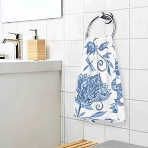 Kigai Blue White Floral Hand Towels 16 x 28 Inches 2PCS Bathroom Towel Set Soft Absorbent Cotton Hand Towel for Gym Shower Hotel