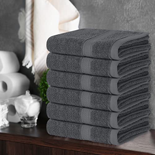 Utopia Towels Premium Bundle - Cotton Washcloths Grey (12x12 inches),Pack of 12 with Grey Hand Towels (16 x 28 inches), Pack of 6