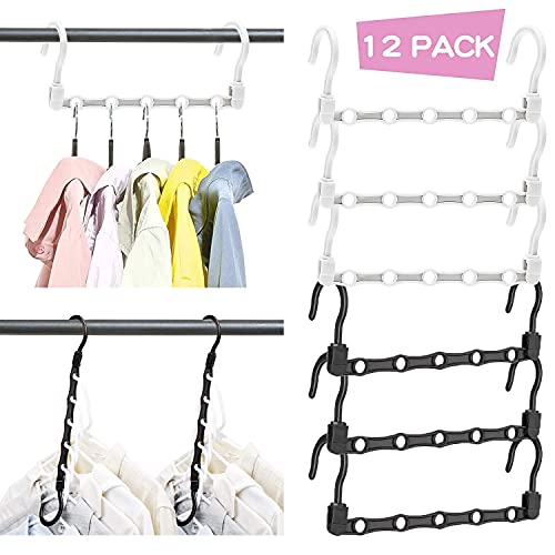 Closet Organizers and Storage, 12 Pack of Space-Saving Closet Organizers and Storage Hangers, Sturdy and Stackable, Multifunctional Closet Storage Hangers, Essential Hangers for Dormitories