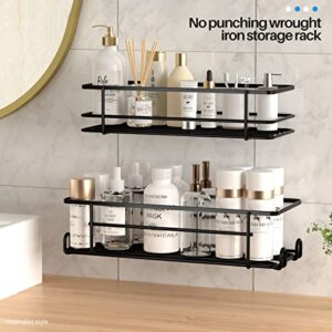 5 Pack Shower Caddy, Adhesive Bathroom Organizer with Hooks, Large Capacity Shower Organizer, Rustproof Wall-Mounted Bathroom Storage, Bathroom Shelves for Kitchen, Bathroom, No Drilling