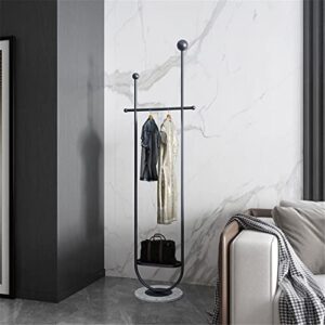 n/a Metal Hanger Marble Hanger Floor Bedroom Living Room Hanging Clothes Modern and Simple (Color : Black, Size : 195 * 33 * 4cm)