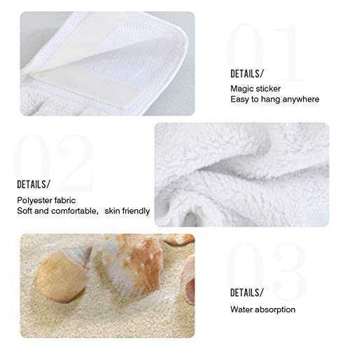 SLHKPNS Summer Starfish Kitchen Hanging Hand Towels,Sand Beach Seashells Absorbent Tie Towel with Loop 2 PCS Kitchen Linen Sets for Bathroom Restroom Home Decor