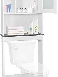 SUPER DEAL New Version Over-The-Toilet Bathroom Storage Cabinet Freestanding Wooden Bathroom Organizer w/Adjustable Shelves