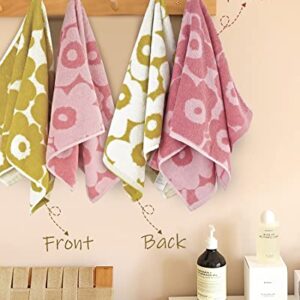 Jacquotha Decorative Hand Towels 4 Pack (Pink & Yellow) - Sun Floral Hand Towel Set for Girls Women, Soft and Quick Drying