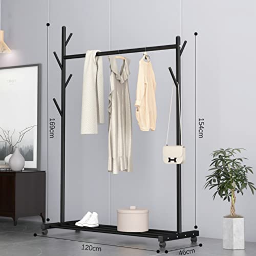 n/a Metal Hanger Marble Hanger Floor Bedroom Living Room Hanging Clothes Modern and Simple (Color : Black, Size : 169 * 120 * 46cm)