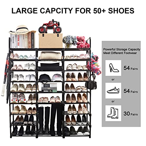 Mavivegue 9 Tiers Shoe Rack Tall Shoe Organizer Shoe Storage Shoe Rack, 8 Tier Large Shoe Rack Organizer