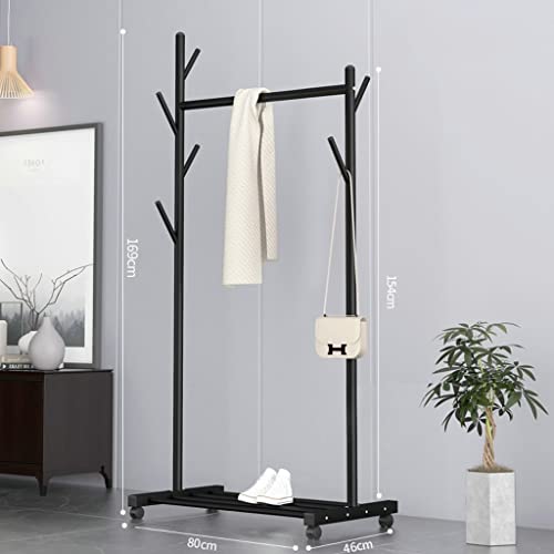 n/a Metal Hanger Marble Hanger Floor Bedroom Living Room Hanging Clothes Modern and Simple (Color : Black, Size : 169 * 80 * 46cm)