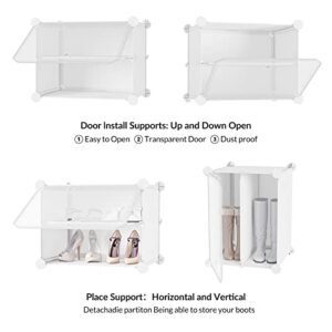 UNZIPE Shoe Rack for Entryway, 6 Cube 12-Tier Shoe Storage Cabinet 24 Pairs Plastic Freestanding Shoe Organizer DIY for Entryway Hallway Closet or Bedroom, White