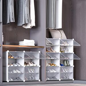 UNZIPE Shoe Rack for Entryway, 6 Cube 12-Tier Shoe Storage Cabinet 24 Pairs Plastic Freestanding Shoe Organizer DIY for Entryway Hallway Closet or Bedroom, White