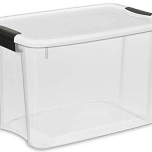 Sterilite 30 Quart Clear Plastic Stackable Storage Container Bin Box Tote with White Latching Lid Organizing Solution for Home & Classroom, 24 Pack