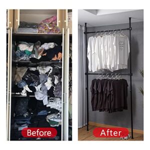 2 Tier Adjustable Clothing Rack,Double Rod Clothing Rack,Free Standing Clothing Racks for Hanging Clothes,Handbags