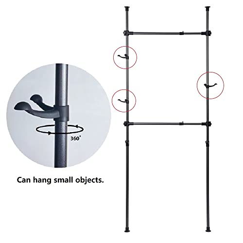 2 Tier Adjustable Clothing Rack,Double Rod Clothing Rack,Free Standing Clothing Racks for Hanging Clothes,Handbags