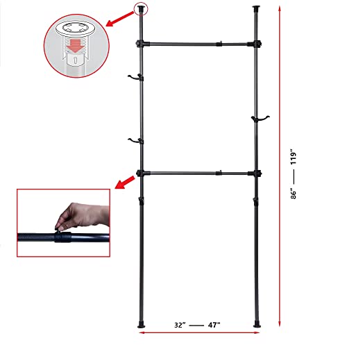 2 Tier Adjustable Clothing Rack,Double Rod Clothing Rack,Free Standing Clothing Racks for Hanging Clothes,Handbags