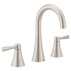 moen 84022srn ronan two 4" centerset modern bathroom faucet with push-down drain, 1 handle, spot resist brushed nickel