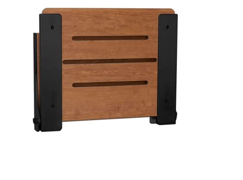 Seachrome Silhouette Folding Wall Mount Shower Bench Seat, Rustic Teak Seat with Matte Black Frame (SHAF-185155-PRTS-S-MB)