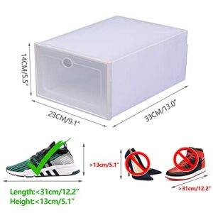 20 Pack Foldable Shoe Storage Boxes, Stackable Clear Plastic Shoe Organizer Space Saving Shoe Display Containers with Clear Lids for Women/Men, White