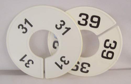 Store Fixture Supplies 30 New Clothing Clothes Rack Size Dividers White Round Assorted Size 31-49 Odd Numbers