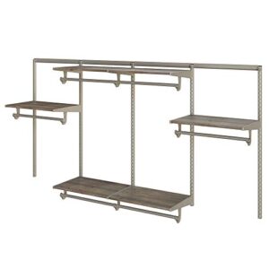 closet culture by knape & vogt culture closet organization system with 6 driftwood wood shelves, 8 feet