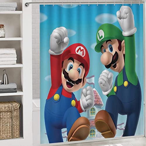 Cartoon 4 Piece Bathroom Set, Waterproof Shower Curtains for Bathroom Set with Shower Mat Non Slip & Toilet Lid Cover and U Shower Mat