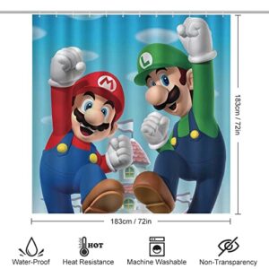 Cartoon 4 Piece Bathroom Set, Waterproof Shower Curtains for Bathroom Set with Shower Mat Non Slip & Toilet Lid Cover and U Shower Mat