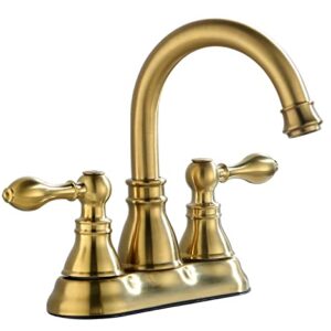 Derengge F-4501-CS Two Handle Bathroom Sink Faucet with Pop up Drain,Meets cUPC NSF 61-9 AB1953,Brushed Gold