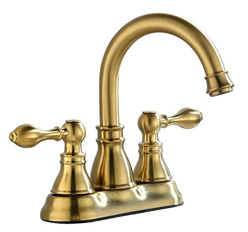 Derengge F-4501-CS Two Handle Bathroom Sink Faucet with Pop up Drain,Meets cUPC NSF 61-9 AB1953,Brushed Gold