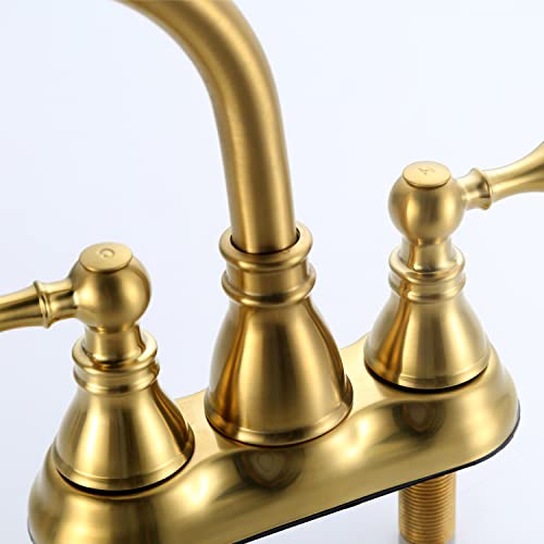 Derengge F-4501-CS Two Handle Bathroom Sink Faucet with Pop up Drain,Meets cUPC NSF 61-9 AB1953,Brushed Gold