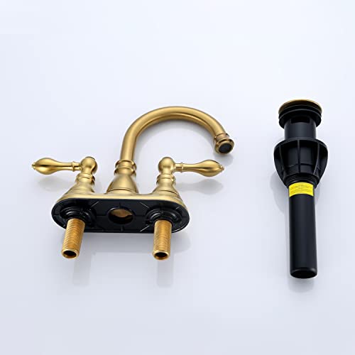 Derengge F-4501-CS Two Handle Bathroom Sink Faucet with Pop up Drain,Meets cUPC NSF 61-9 AB1953,Brushed Gold