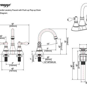 Derengge F-4501-CS Two Handle Bathroom Sink Faucet with Pop up Drain,Meets cUPC NSF 61-9 AB1953,Brushed Gold