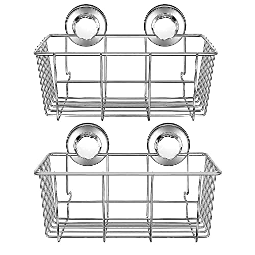 iPEGTOP 1 Pack Suction Cup Wide Shower Caddy &2 Pack Deep Shower Caddy Bath Wall Shelf ​for Large Shampoo Shower Gel Holder Bathroom Storage