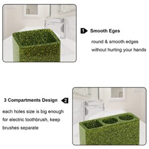 Green Bathroom Accessory Decor Set,5Pcs Premium Resin Bath Accesorios para Baños,Luxury Bling Bathroom Sink Essentials for New Apartment Restroom,Green Toothbrush Holder & Soap Dispenser Set,Giftable