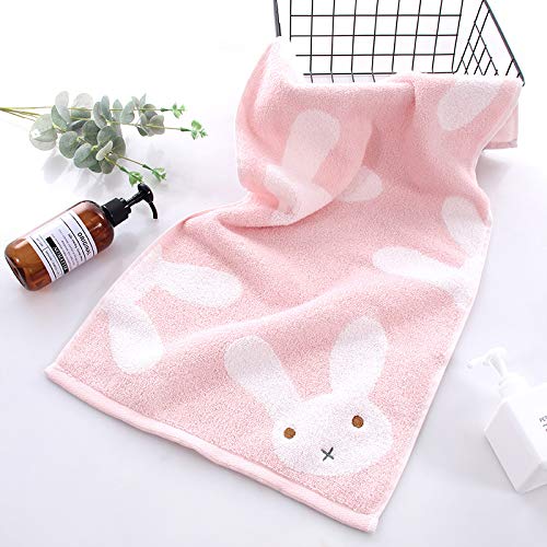 Kissvian 2 Pack Pure Cotton Bathroom Hand Towel Set, Cartoon Rabbit Pattern Face Towels, Soft and Absorbent Washcloths for Hand Face Bath Spa, Size 13.4" x 28.4"