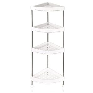 iyar home 4 tier shower caddy organizer shelf corner standing 12.99 x 9.45 x 32.68 inches shower rack for inside shower & kitchen storage white